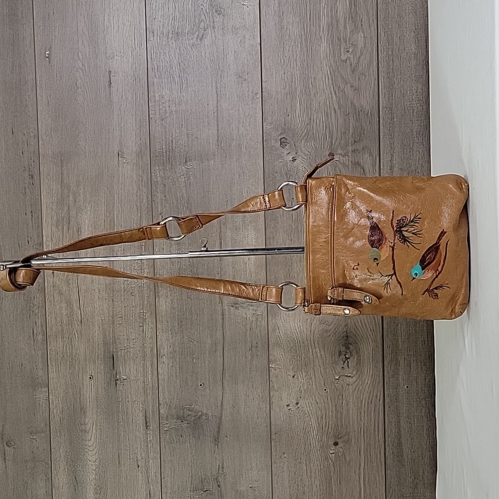 Rare Hobo International Hand Painted Birds Leather Cr… - Gem